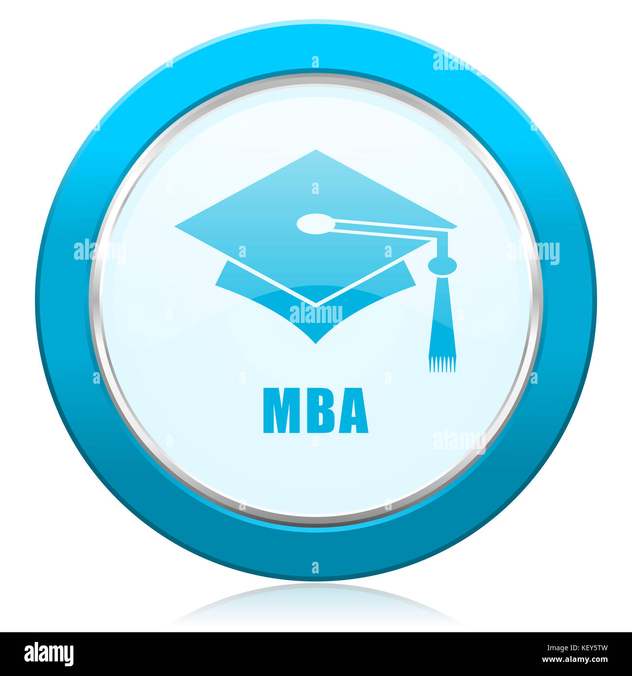 Mba blue chrome silver metallic border web icon. Round button for ...