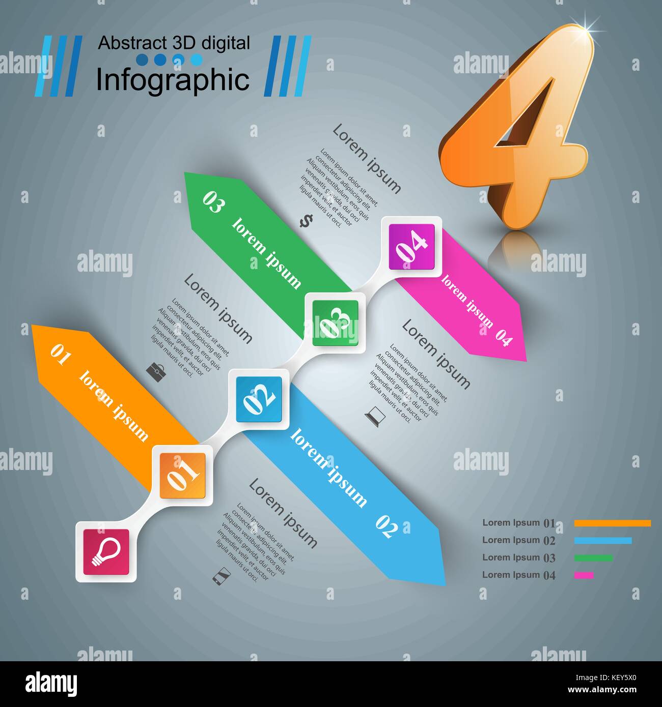Business Infographics origami style Vector illustration. Four 3d Stock ...