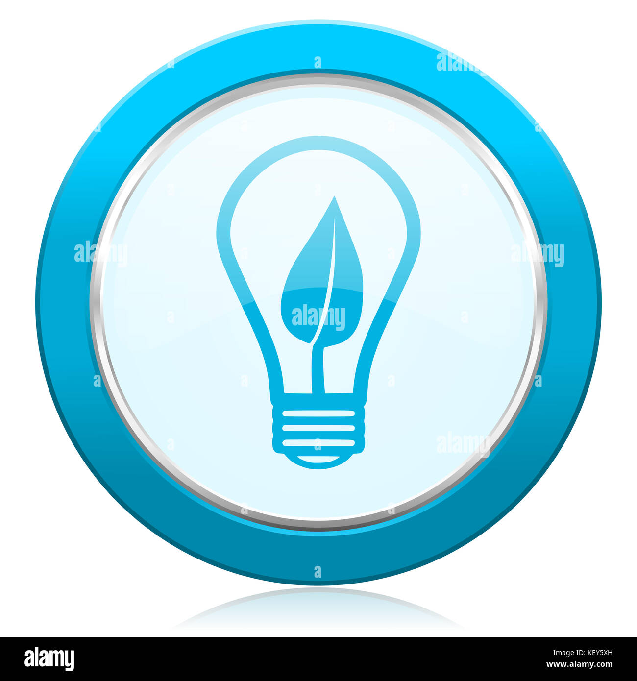 Green energy light bulb blue chrome silver metallic border web icon ...