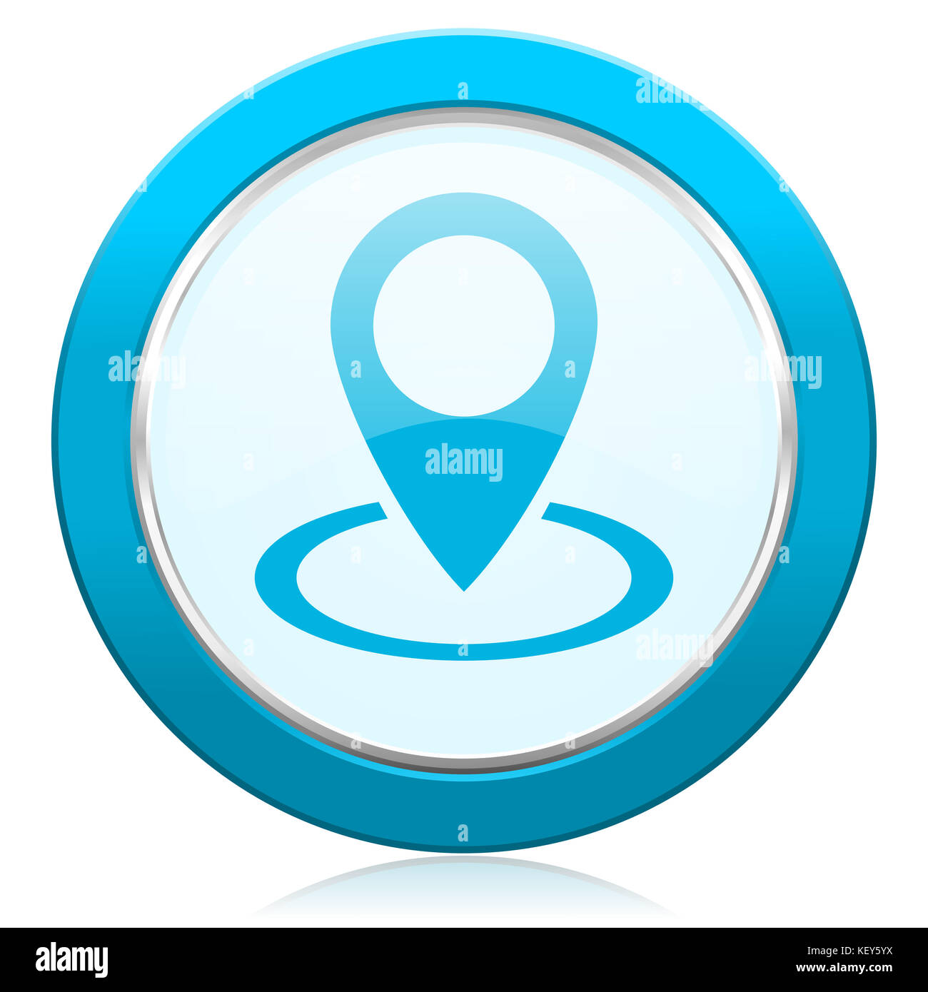 Pointer blue chrome silver metallic border web icon. Round button for ...