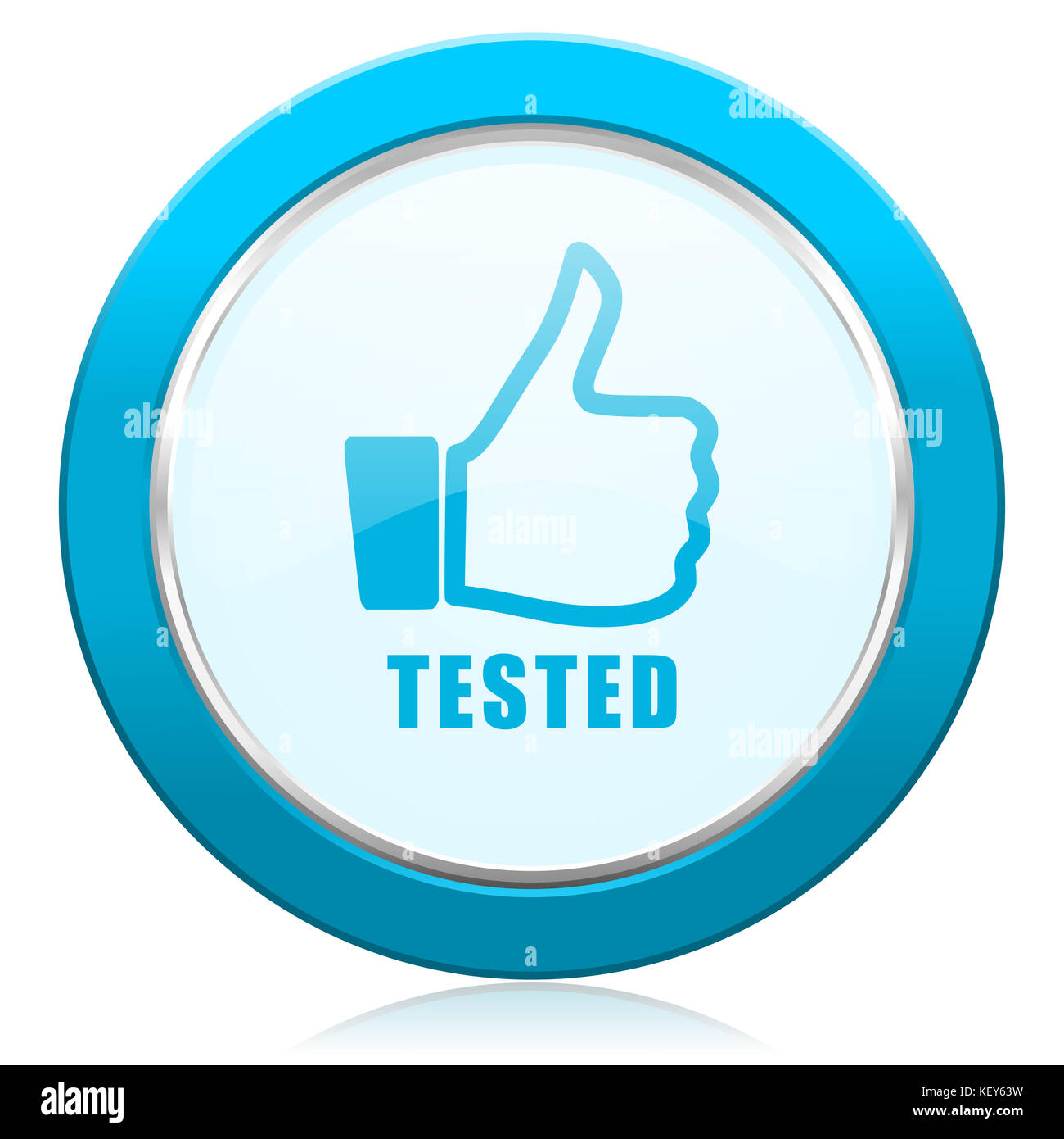 Tested blue chrome silver metallic border web icon. Round button for ...