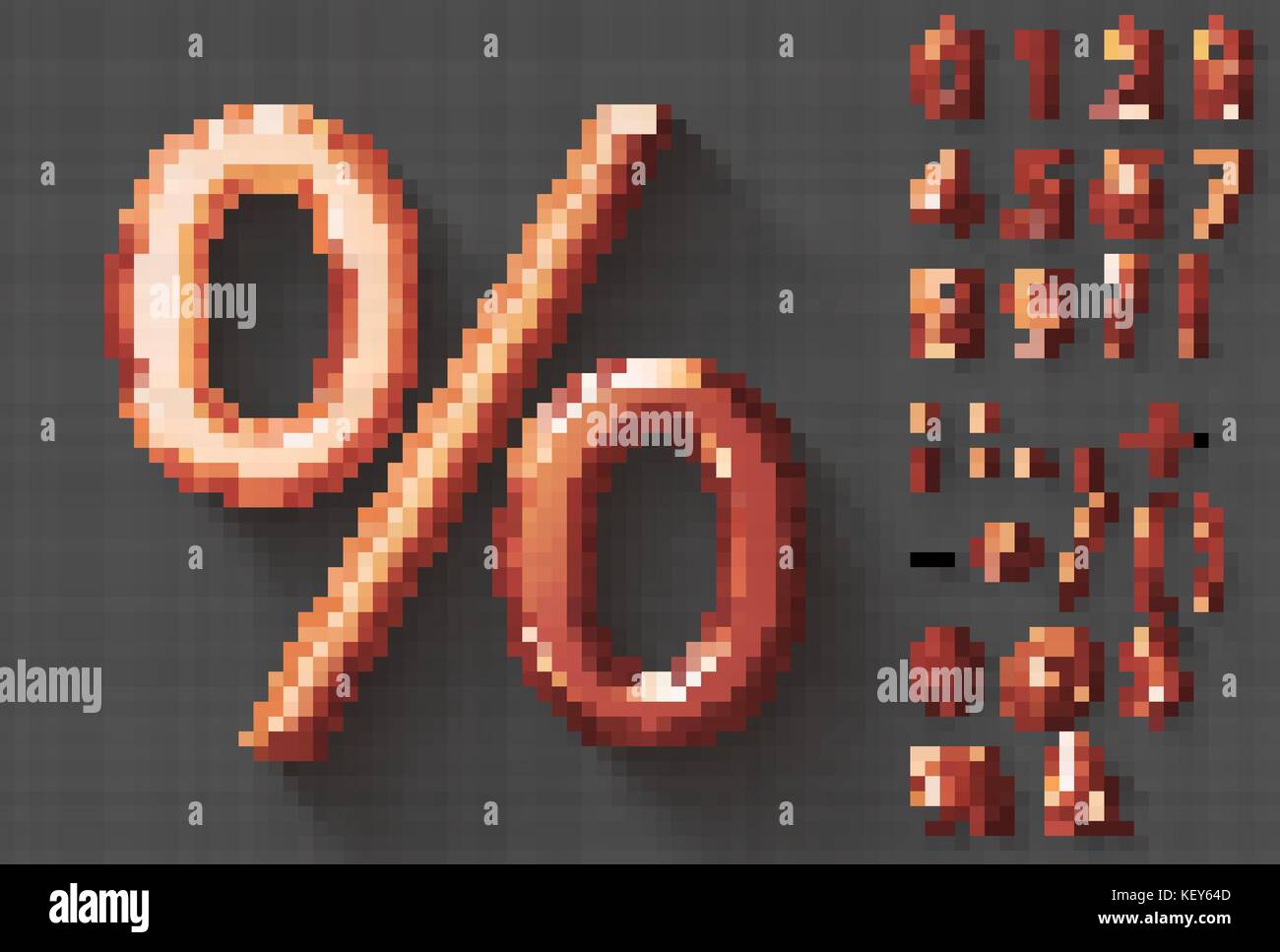 Set of polished copper 3D Numbers and Symbols Stock Vector Image & Art ...