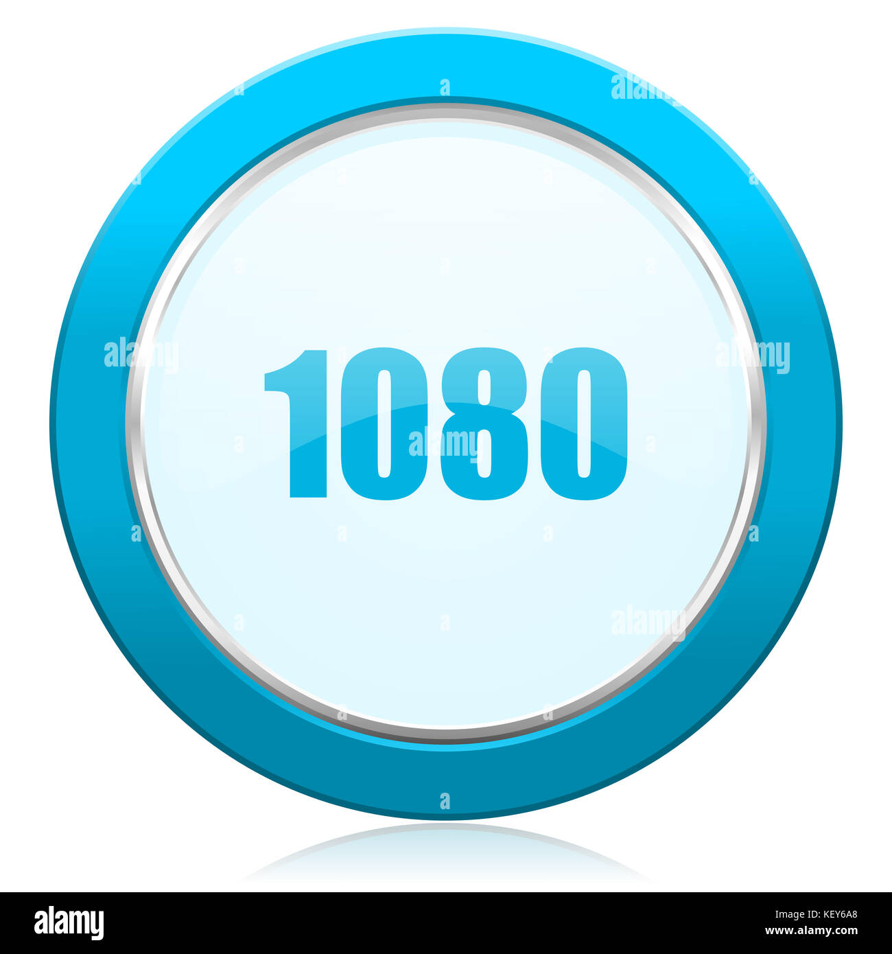 1080 blue chrome silver metallic border web icon. Round button for ...