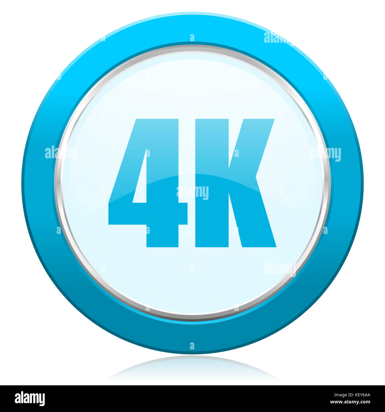 4k blue chrome silver metallic border web icon. Round button for ...