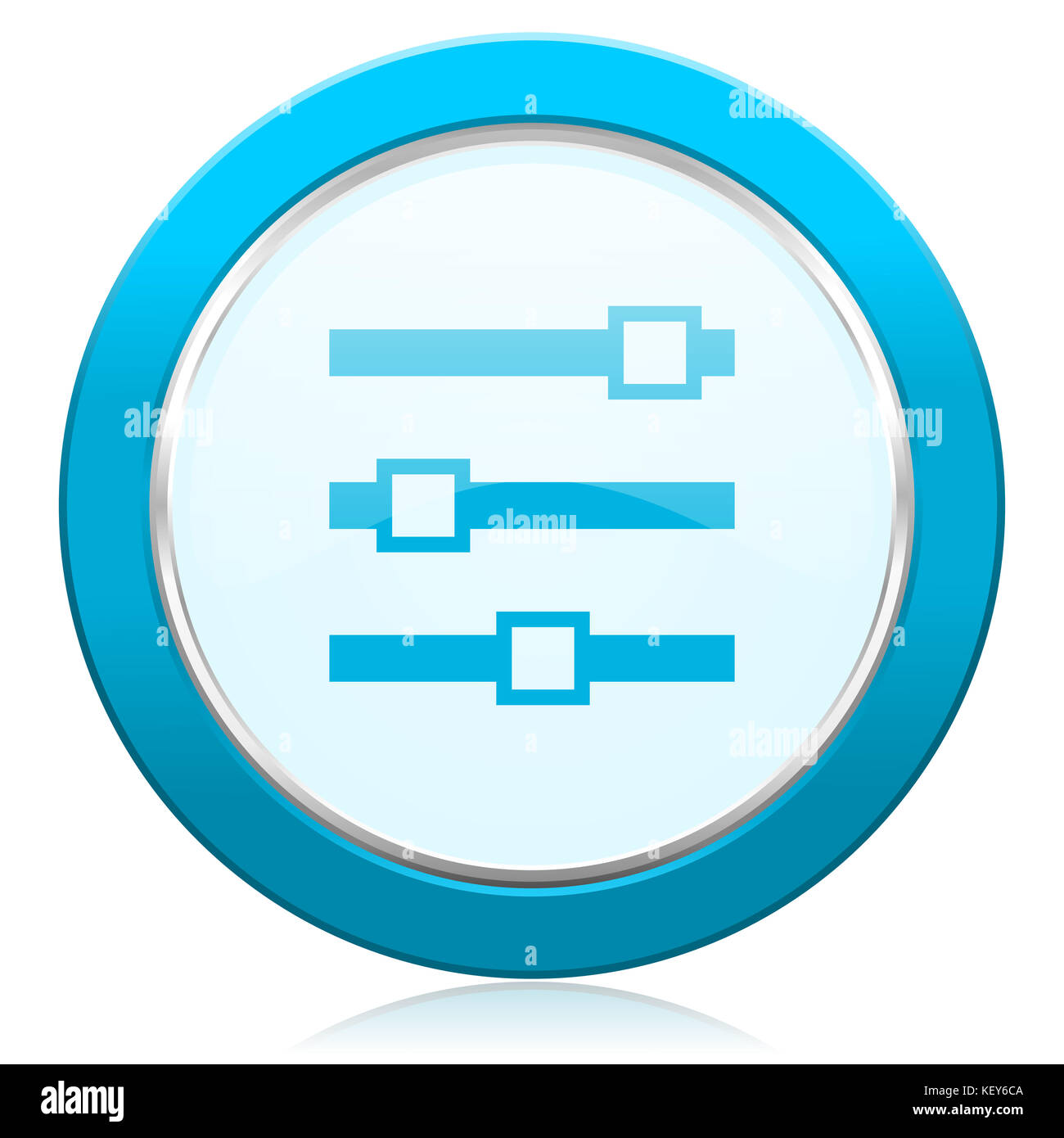 Slider blue chrome silver metallic border web icon. Round button for ...