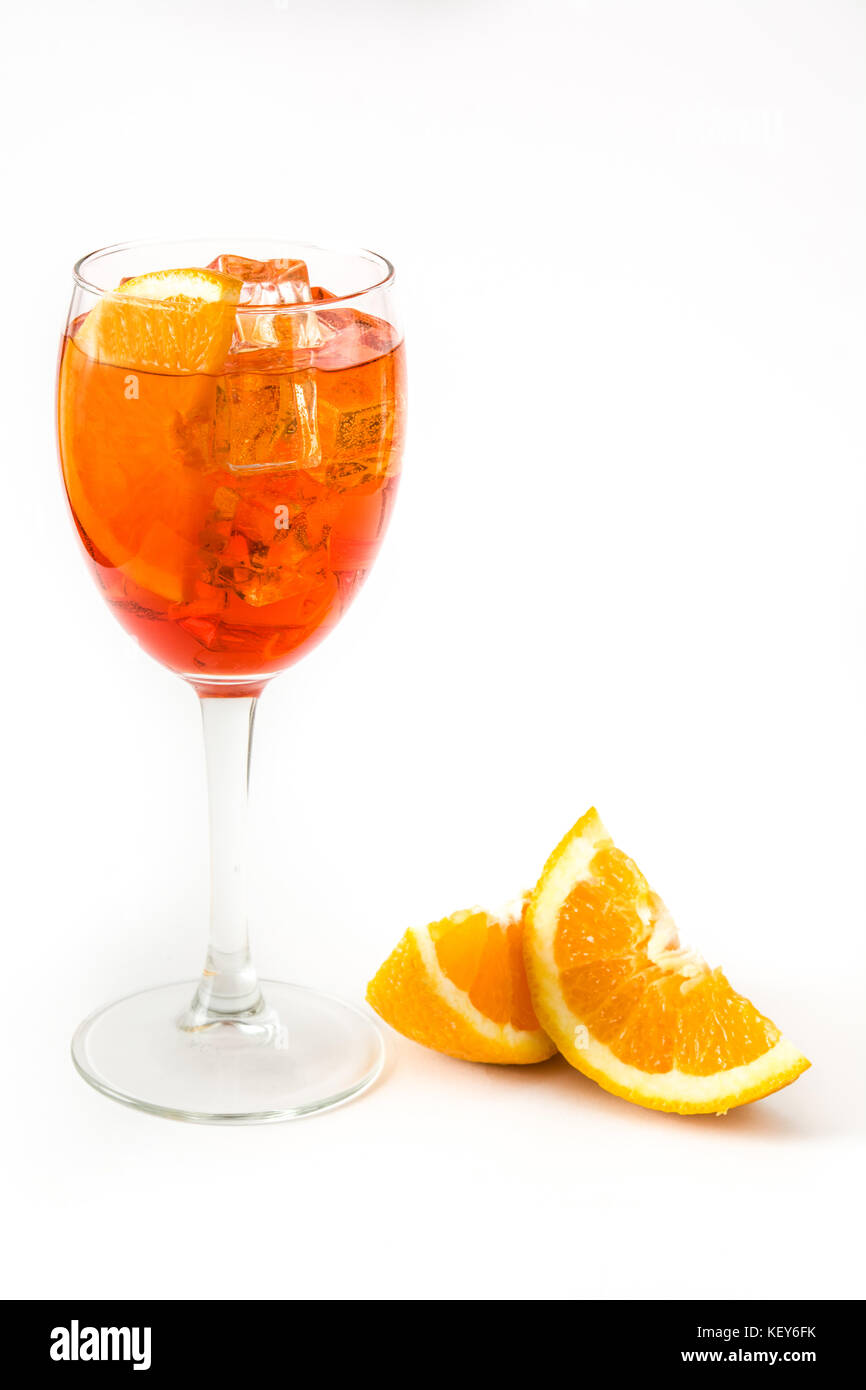 Aperol spritz cocktail in glass isolated on white background Stock ...
