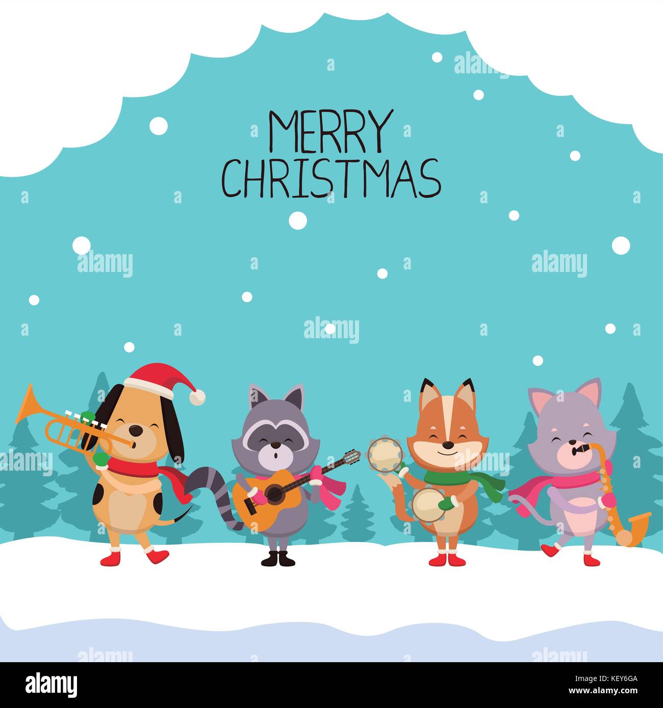 Merry chrismtas card cartoon Stock Vector Image & Art - Alamy