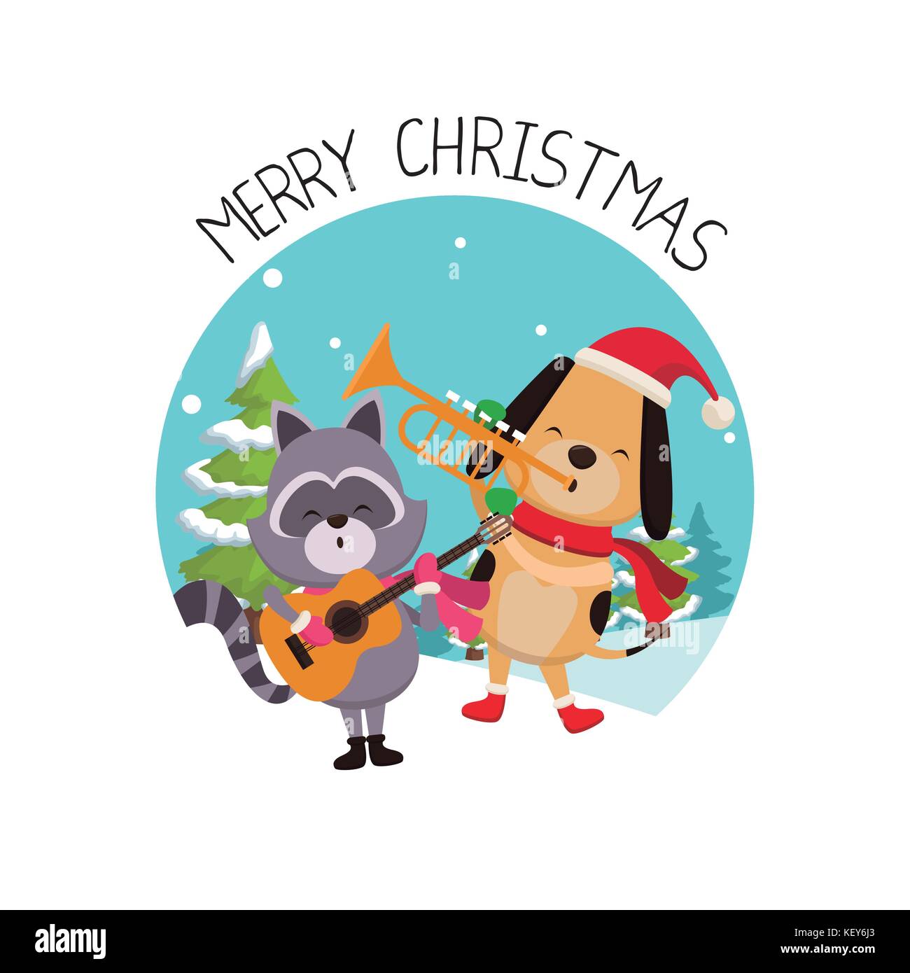 Merry chrismtas card cartoon Stock Vector Image & Art - Alamy