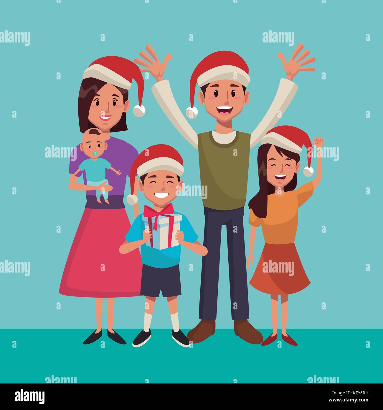 Family christmas cartoon Stock Vector Image & Art - Alamy