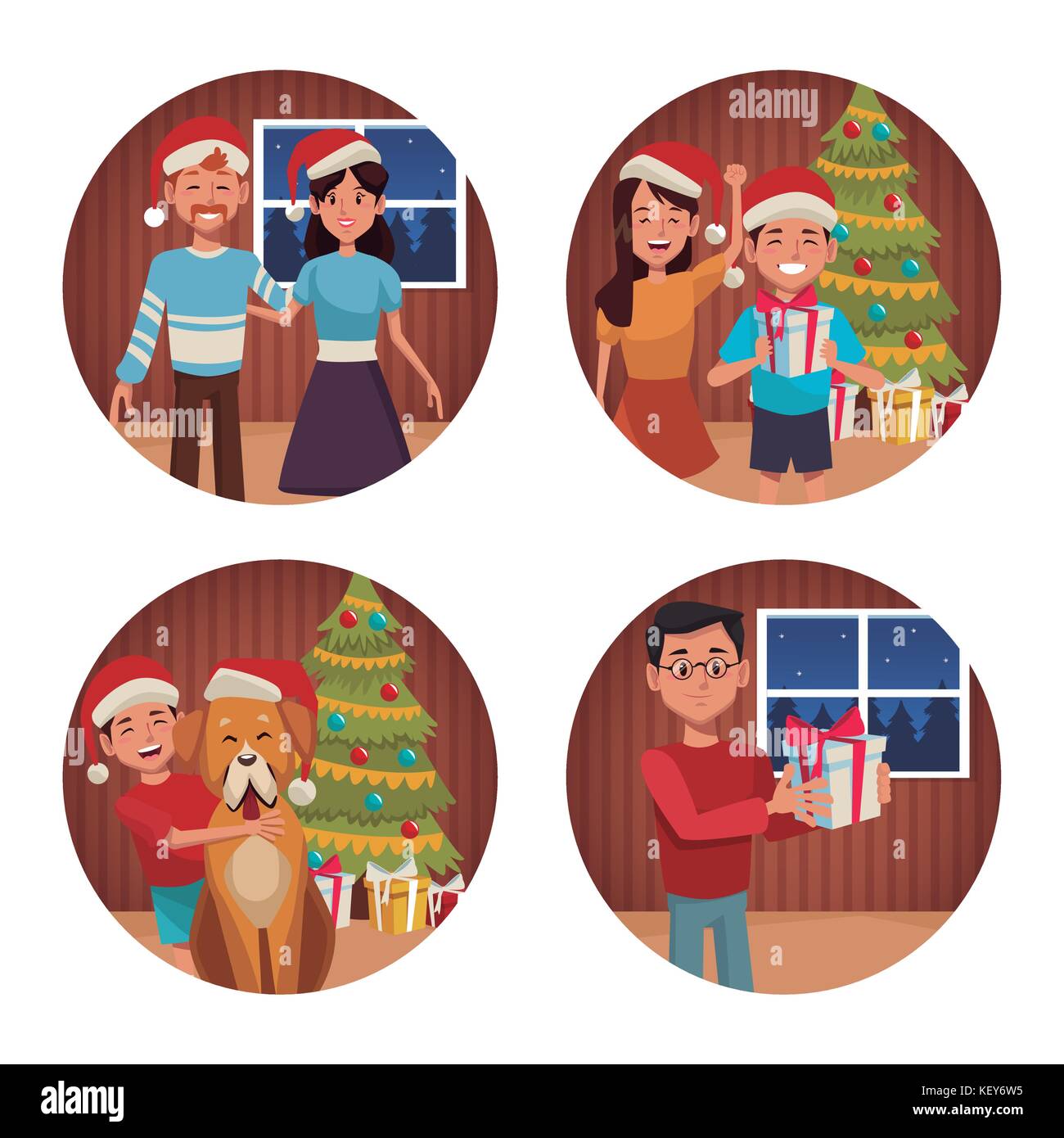 Family christmas cartoon Stock Vector Image & Art - Alamy