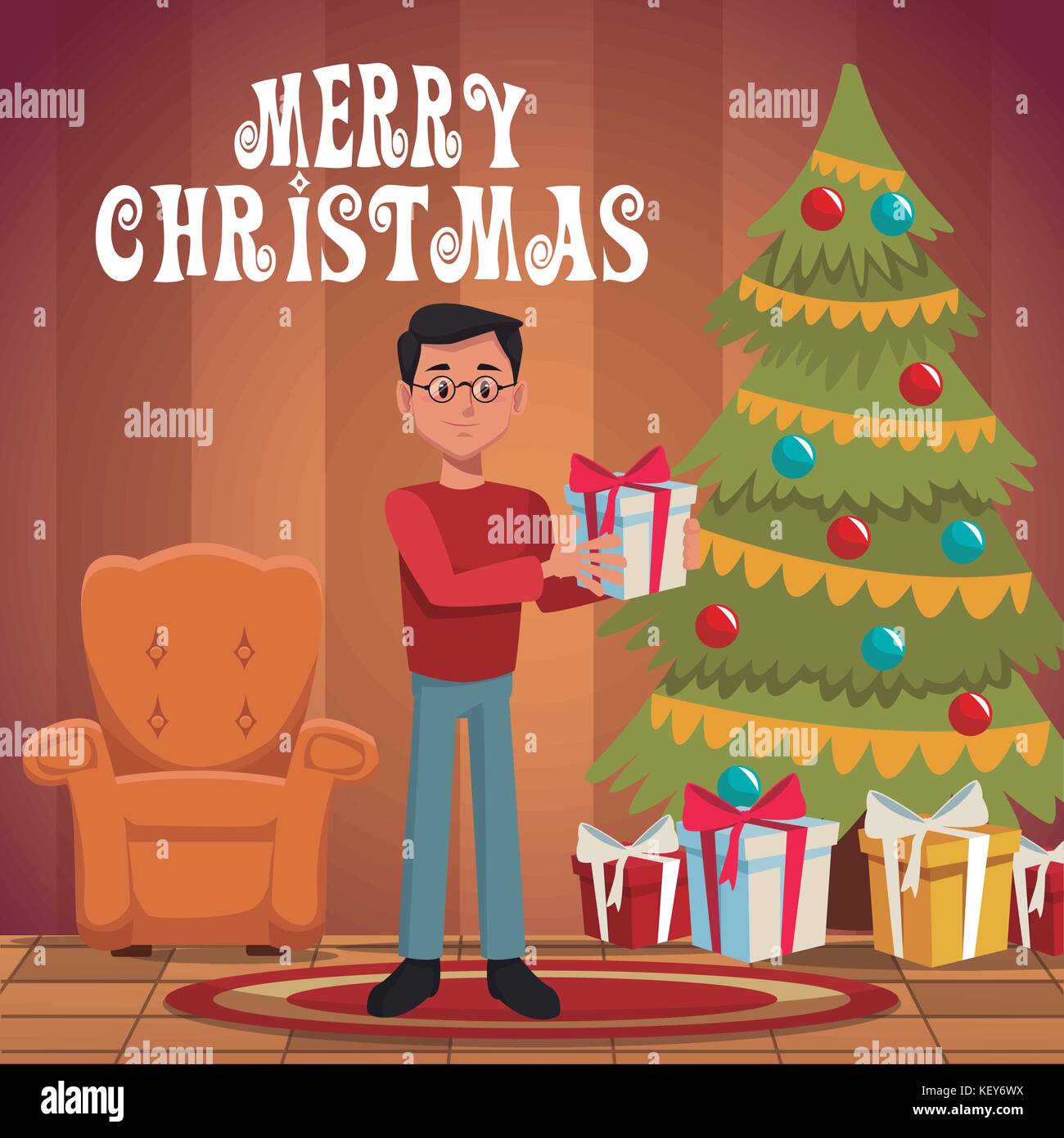 Dad in christmas cartoon Stock Vector Image & Art - Alamy