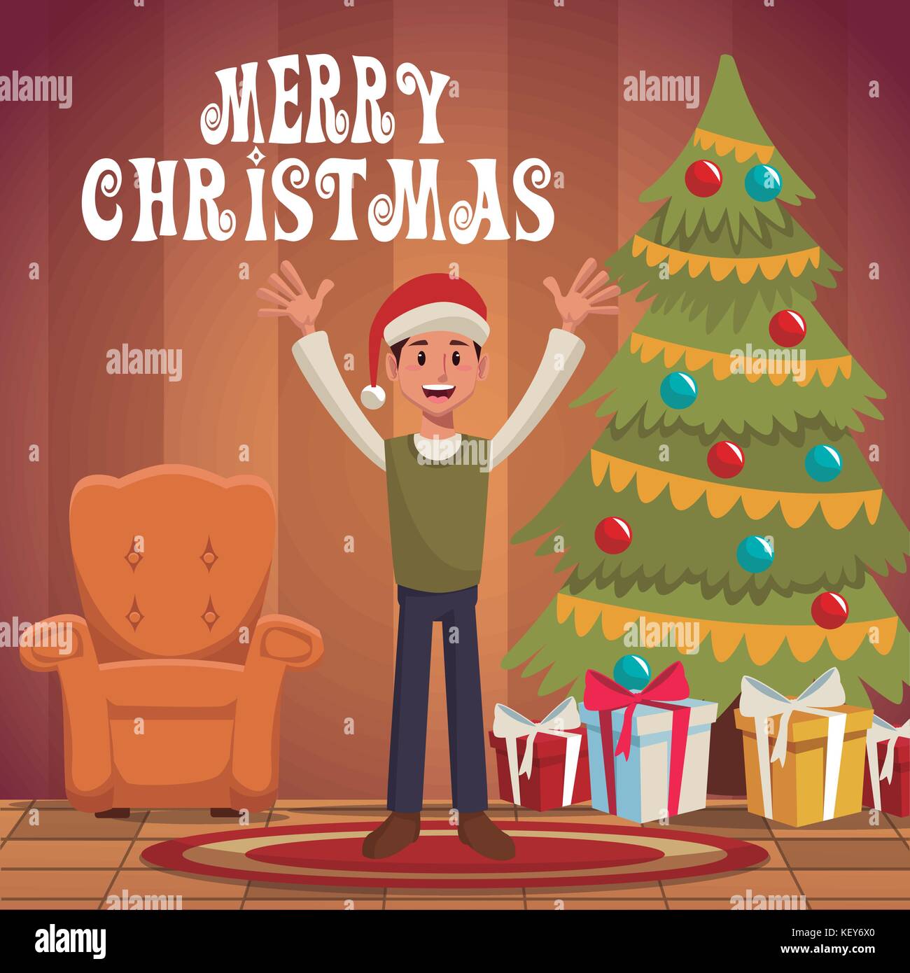 Dad in christmas cartoon Stock Vector Image & Art - Alamy