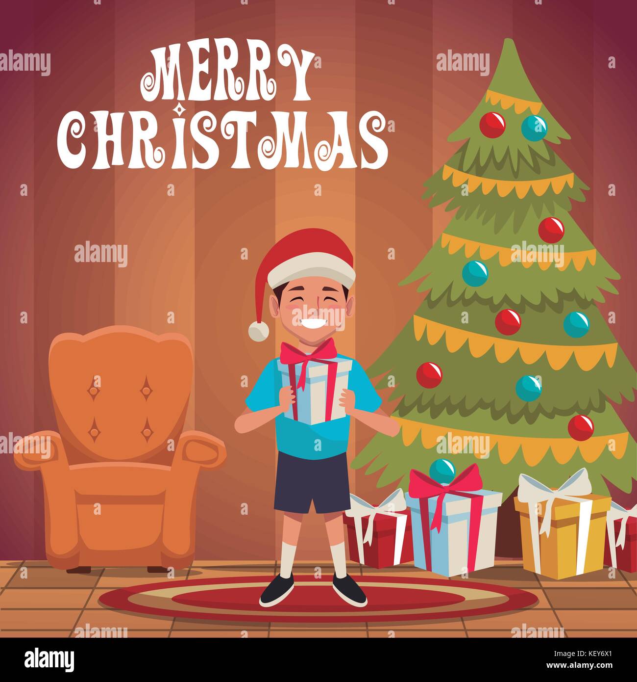 Boy in christmas cartoon Stock Vector Image & Art - Alamy
