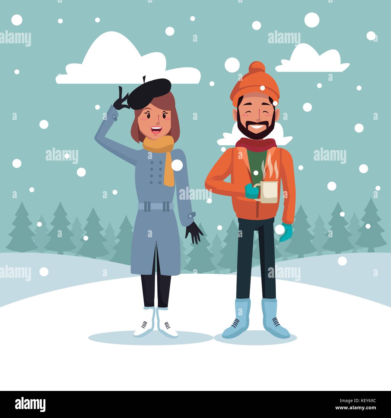 Young man wearing winter Stock Vector Images - Alamy