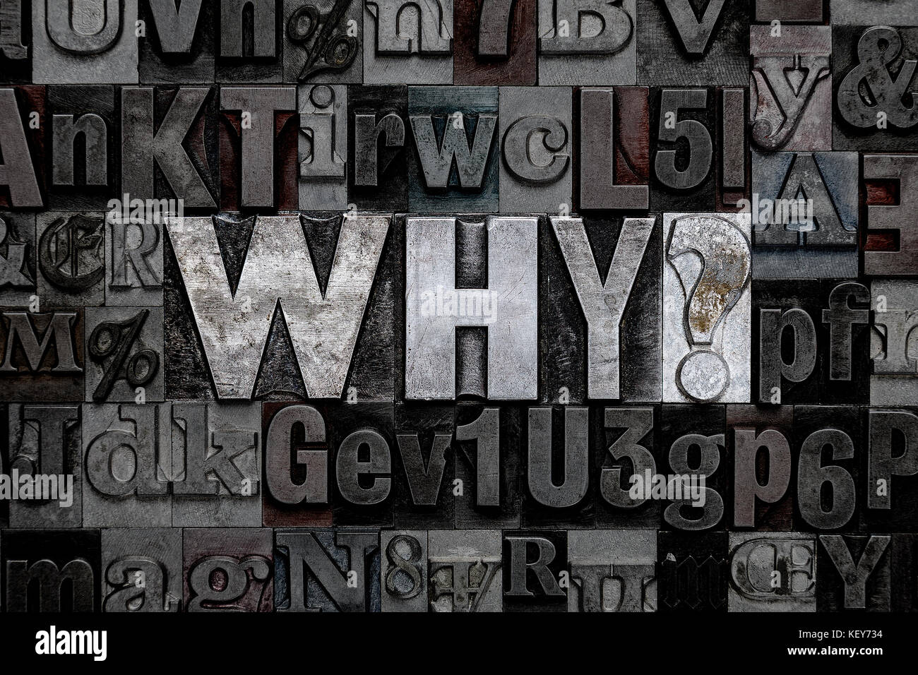 The word Why ? made from old metal letterpress letters Stock Photo - Alamy