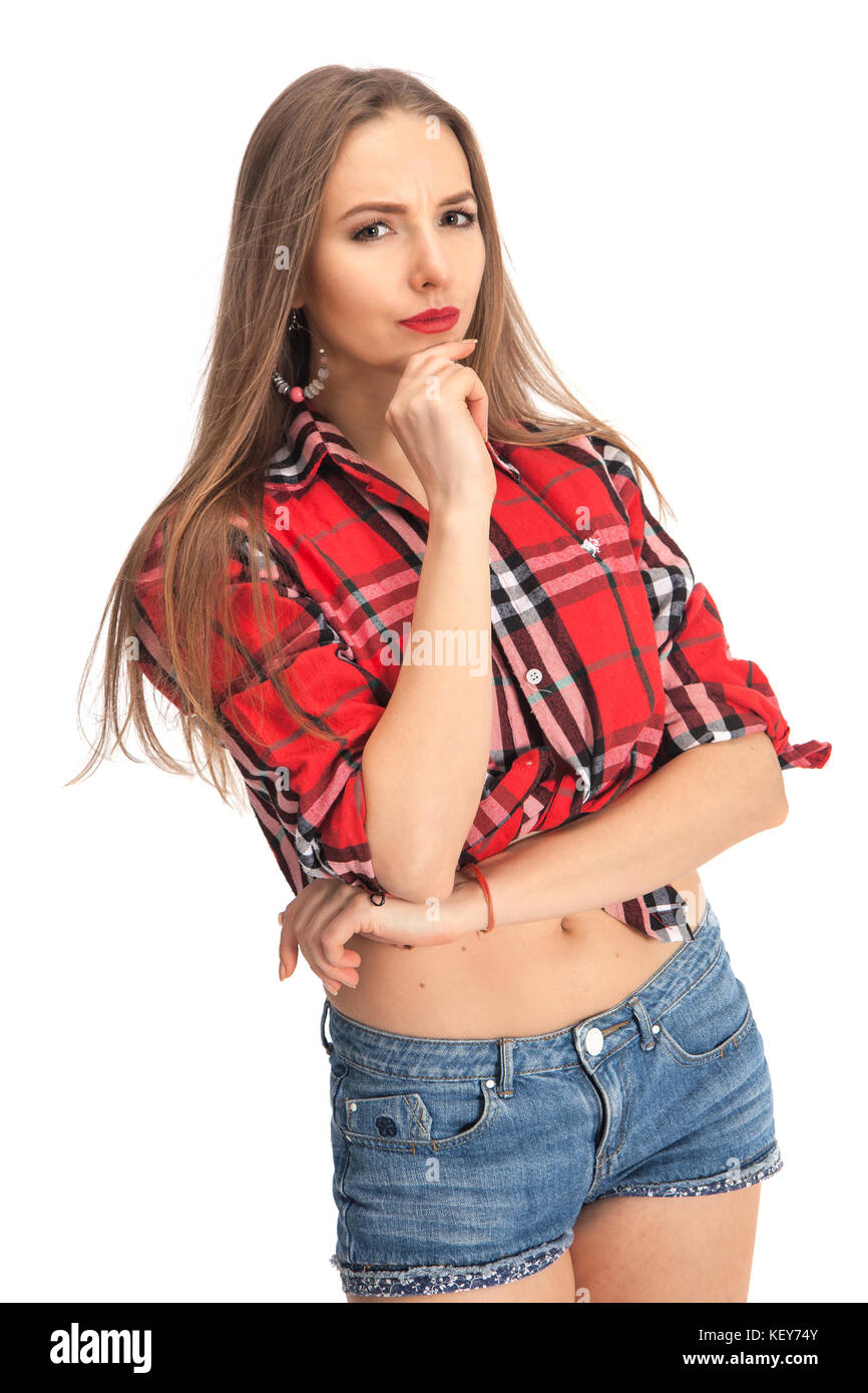 Woman hold the hand near by her face Stock Photo - Alamy