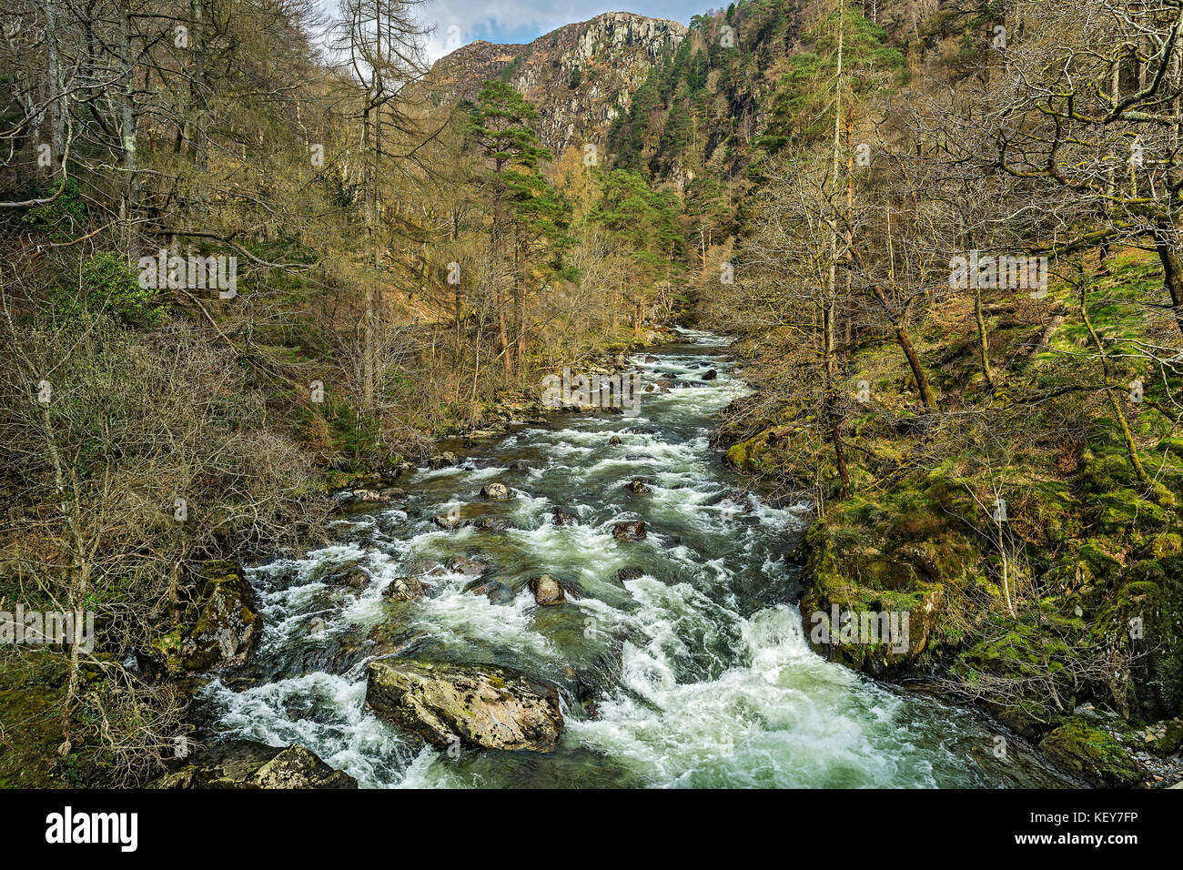 Afon (River) Glaslyn flowing through the Aberglaslyn Pass looking north ...