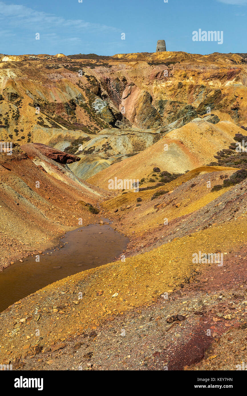 Parys Mountain disused copper ore mine showing view of the west end of ...