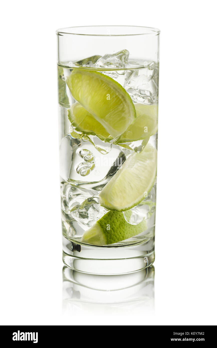 Glass sparkling water lime slices Cut Out Stock Images & Pictures - Alamy