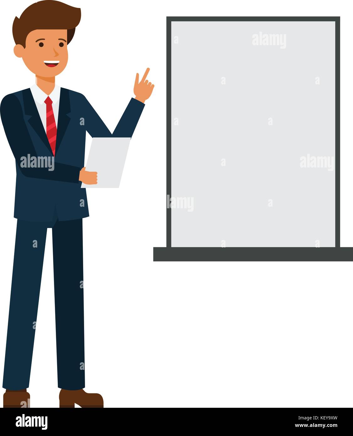 businessman is making presentation cartoon flat vector illustration ...