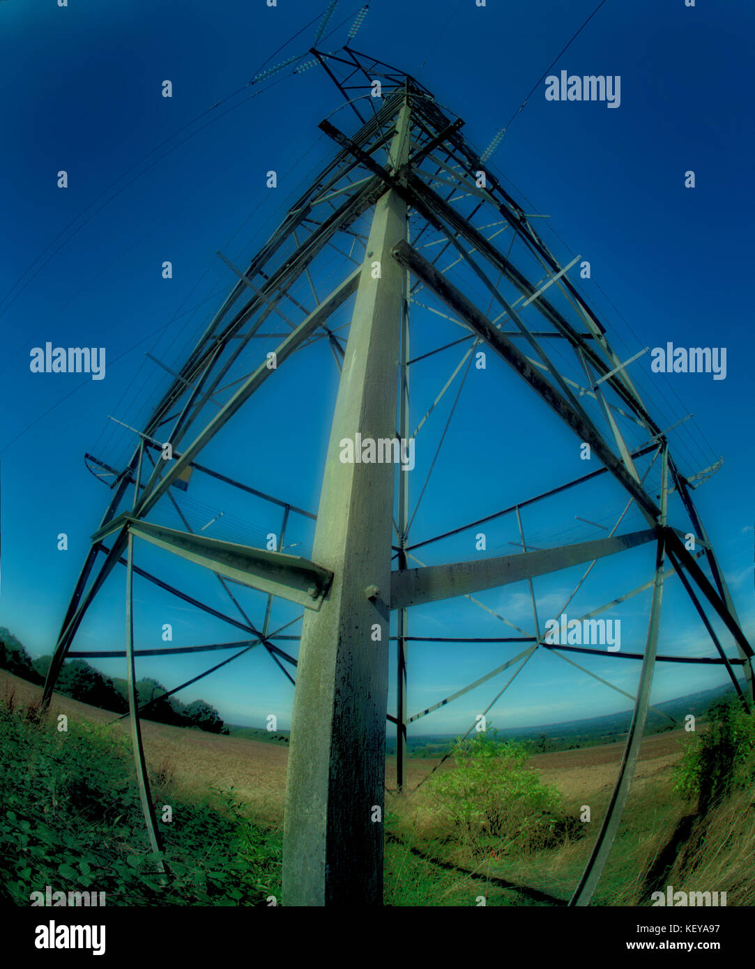 Electricity pylon in a Kent field, England, United Kingdom Stock Photo ...