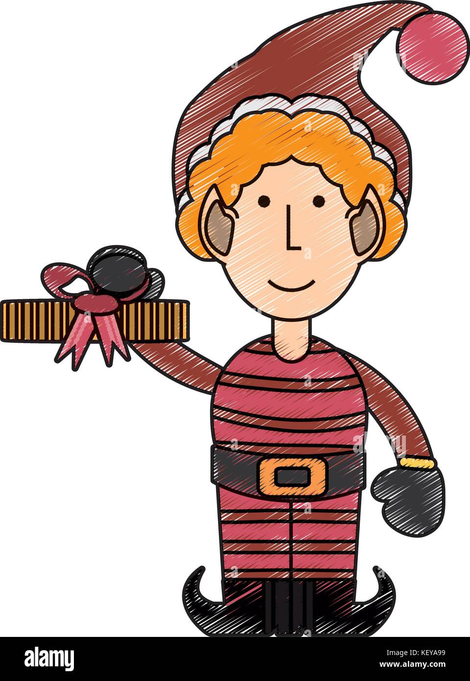 cartoon Santa helper icon over white background vector illustration ...