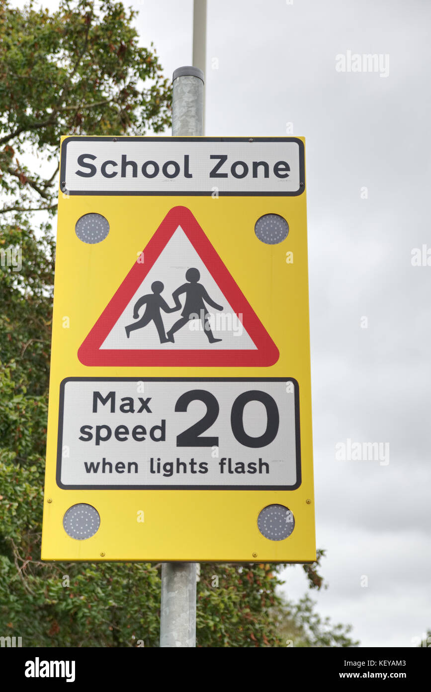 Road safety sign for school children crossing, max speed 20 mph Stock ...