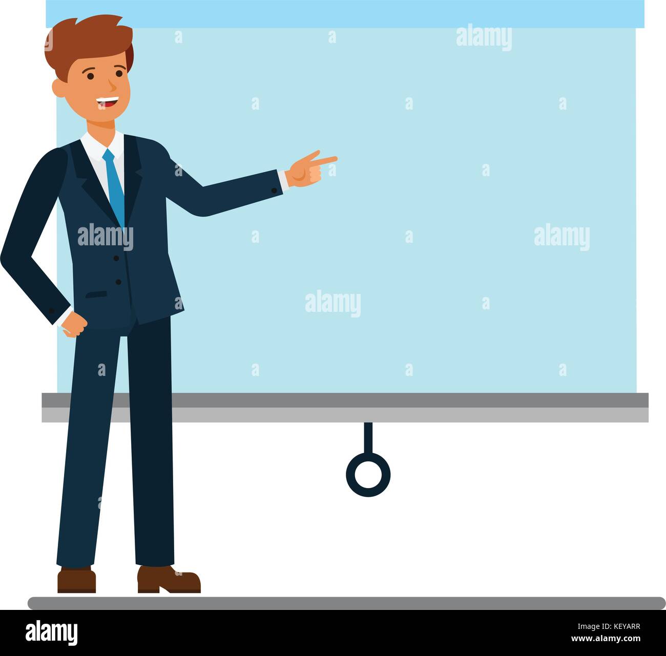Businessman showing presentation board cartoon flat vector illustration ...