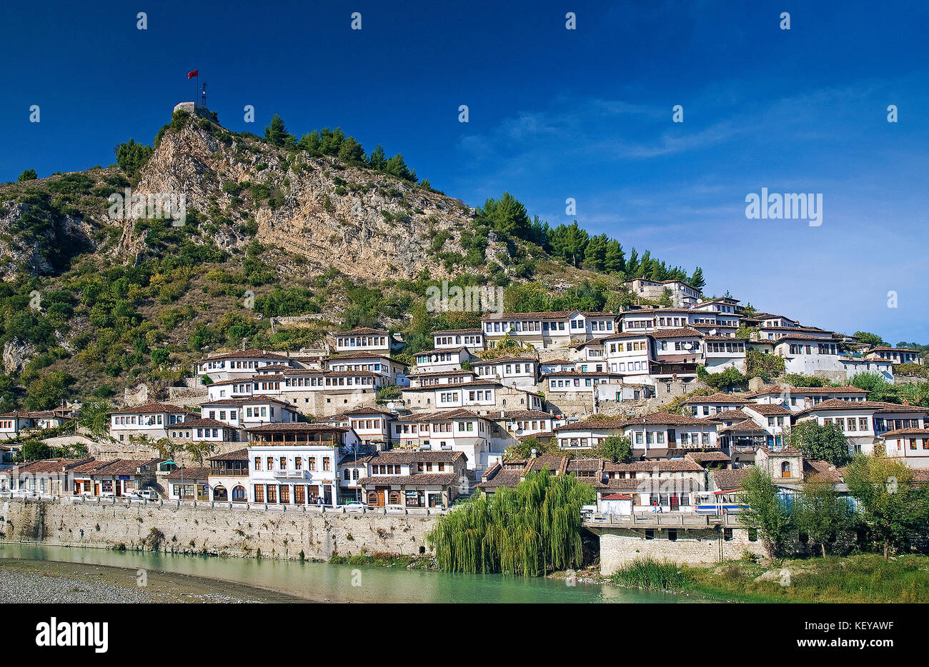 old houses in historic landmark berat balkan town albania Stock Photo ...