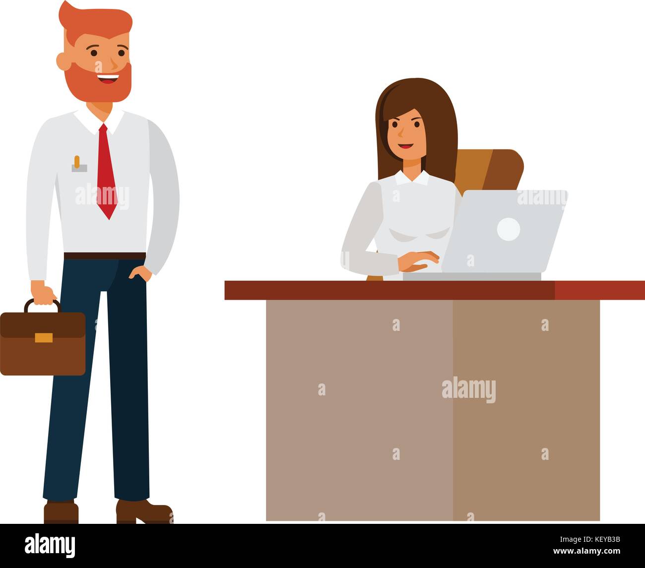 businesswoman and businessman interview in office cartoon flat vector ...