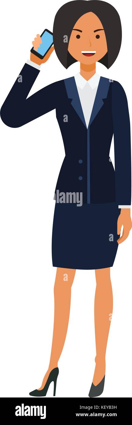 businesswoman calling by mobile phone cartoon flat vector illustration ...
