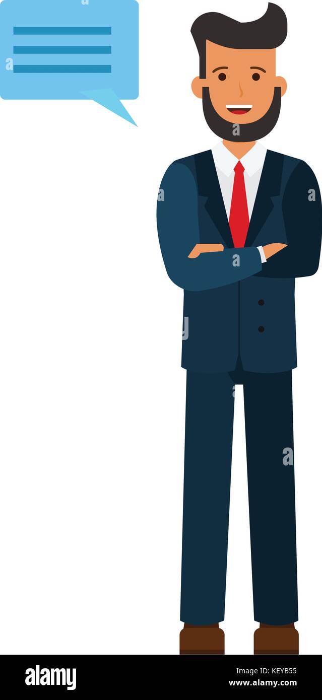 standing businessman with cross arms cartoon flat vector illustration ...