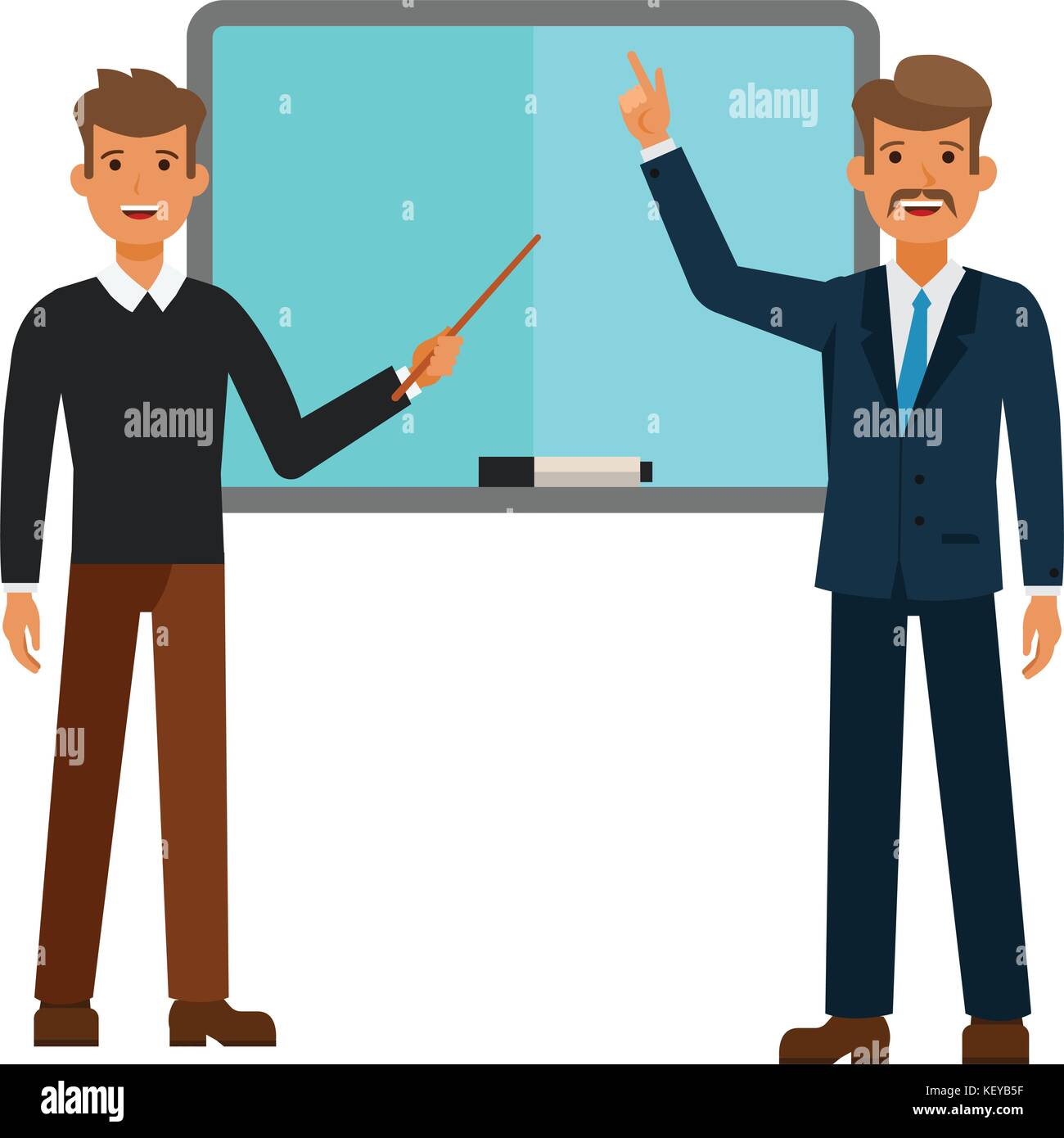young student and professor standing with a pointer cartoon flat vector ...