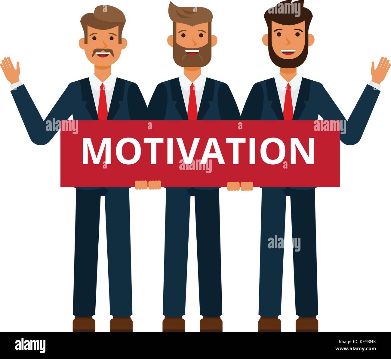 business team, businessman holding motivation board cartoon flat ...