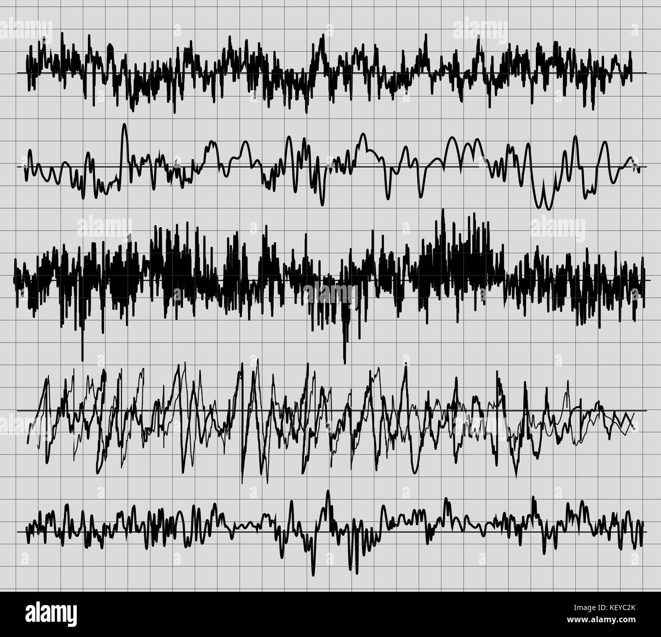 Sound wave set. Audio technology, musical pulse. Vector illustration ...