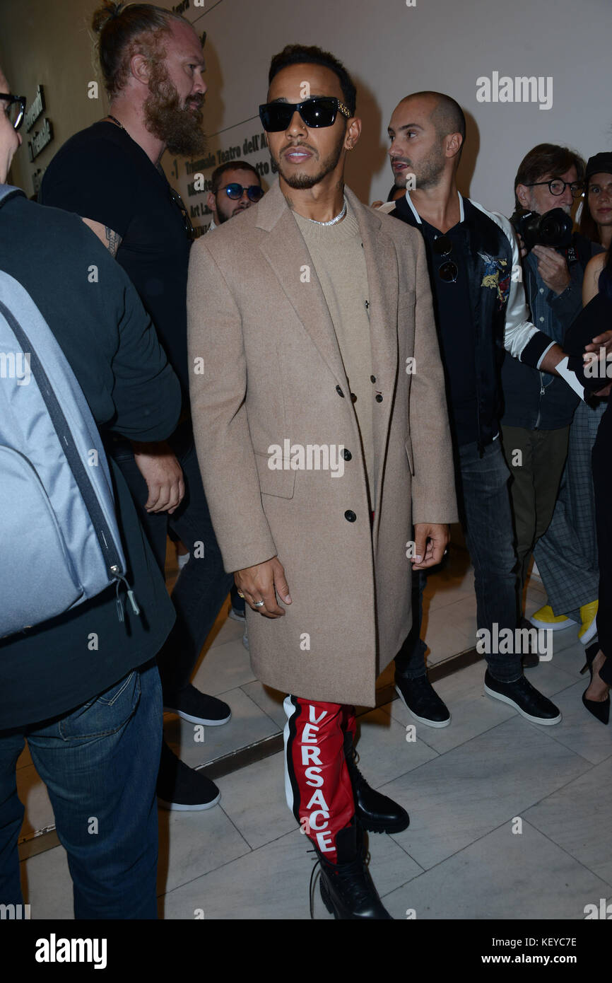 Milan Fashion Week - Versace - Arrivals Featuring: Lewis Hamilton Where ...