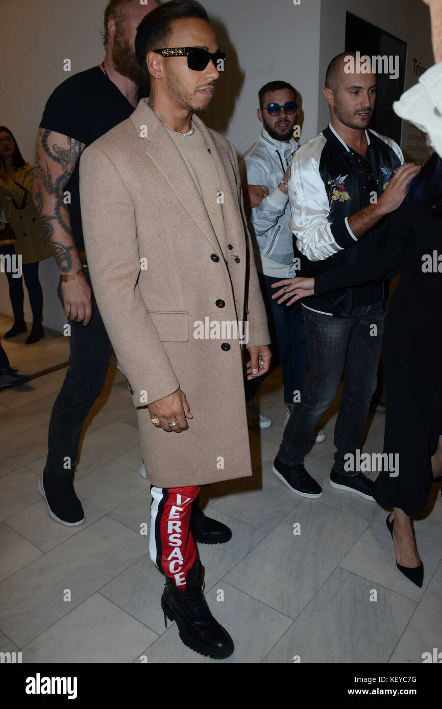Milan Fashion Week - Versace - Arrivals Featuring: Lewis Hamilton Where ...