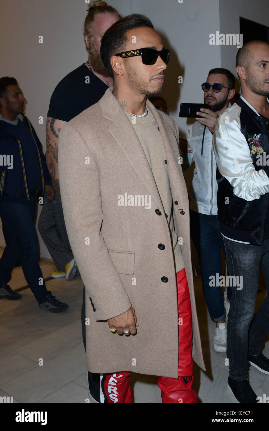 Milan Fashion Week - Versace - Arrivals Featuring: Lewis Hamilton Where ...