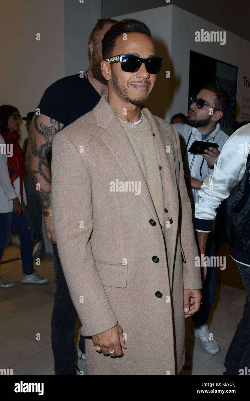 Milan Fashion Week - Versace - Arrivals Featuring: Lewis Hamilton Where ...