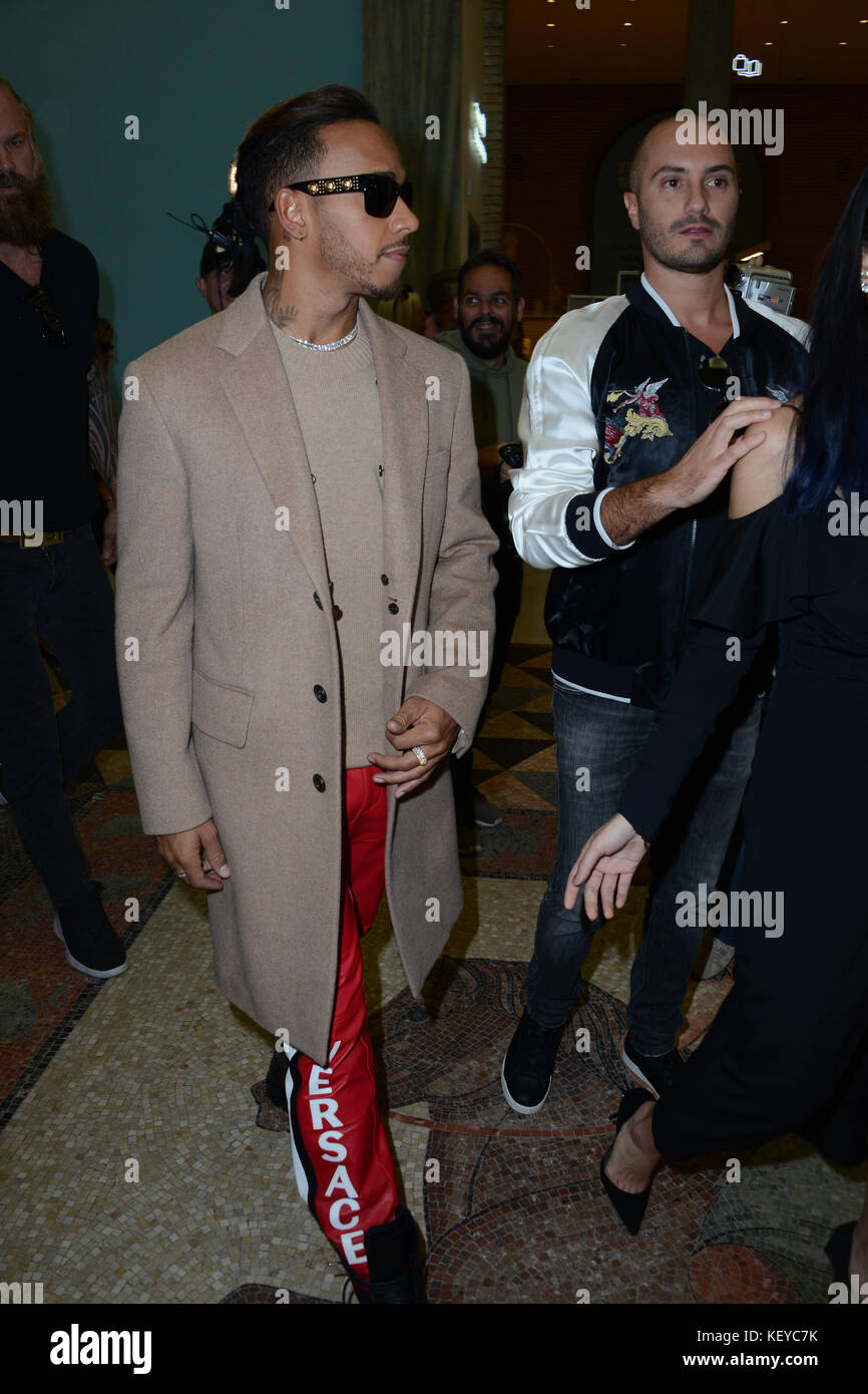 Milan Fashion Week - Versace - Arrivals Featuring: Lewis Hamilton Where ...