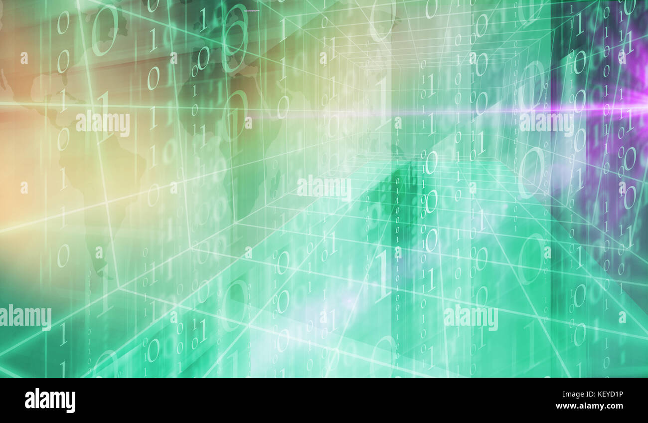 Digital binary code 3D space background, suitable for website and ...