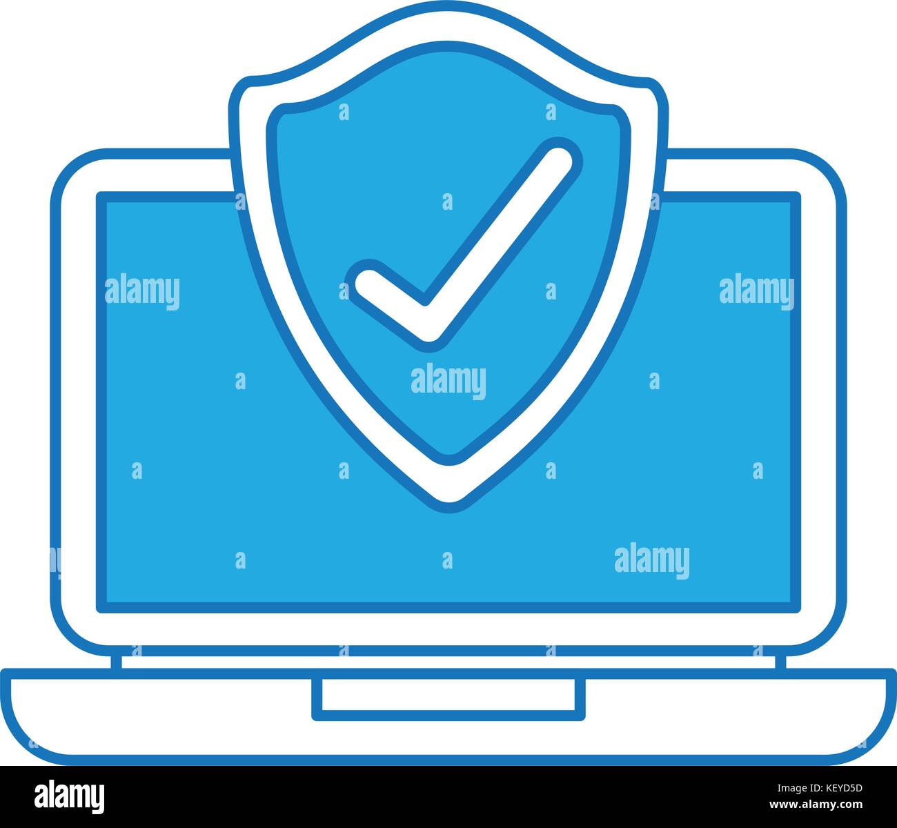 laptop shield protection checkmark screen digital data Stock Vector ...