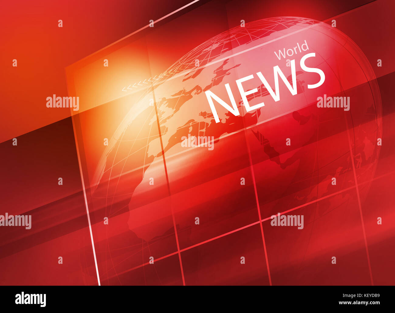 Graphical Digital World News background, Earth Globe Inside Big Flat TV ...