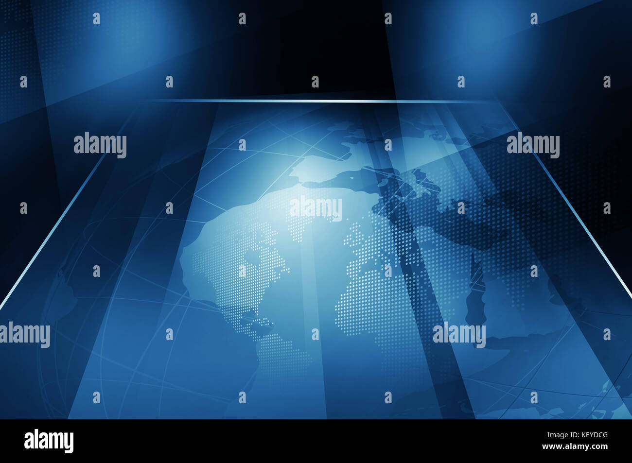 Earth Globe Inside Big Flat TV Screen, Blue Theme Background. 3d ...