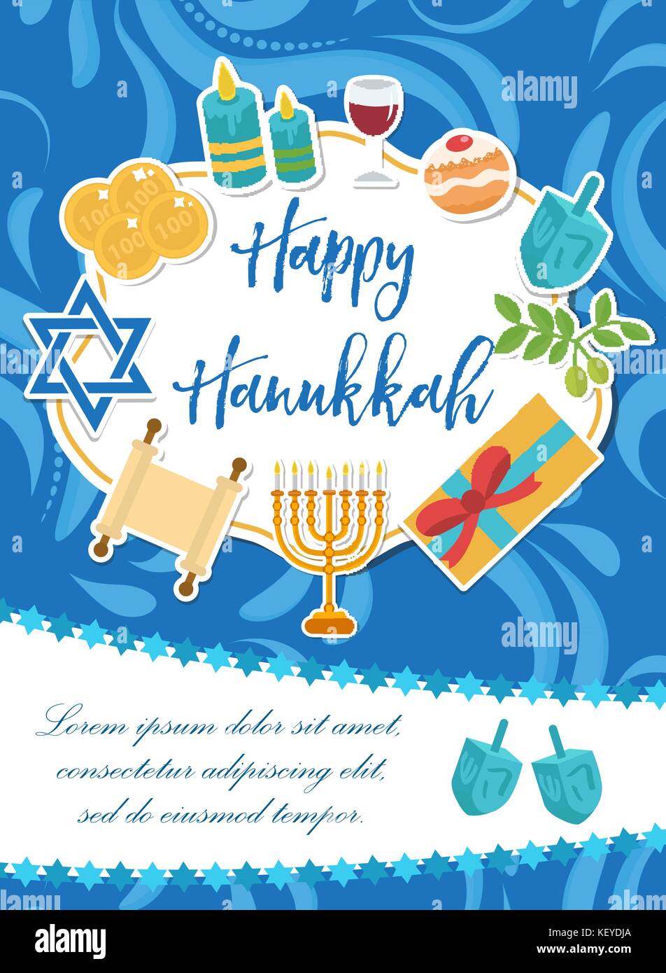 Happy Hanukkah greeting card, flyer, poster. Template for your ...