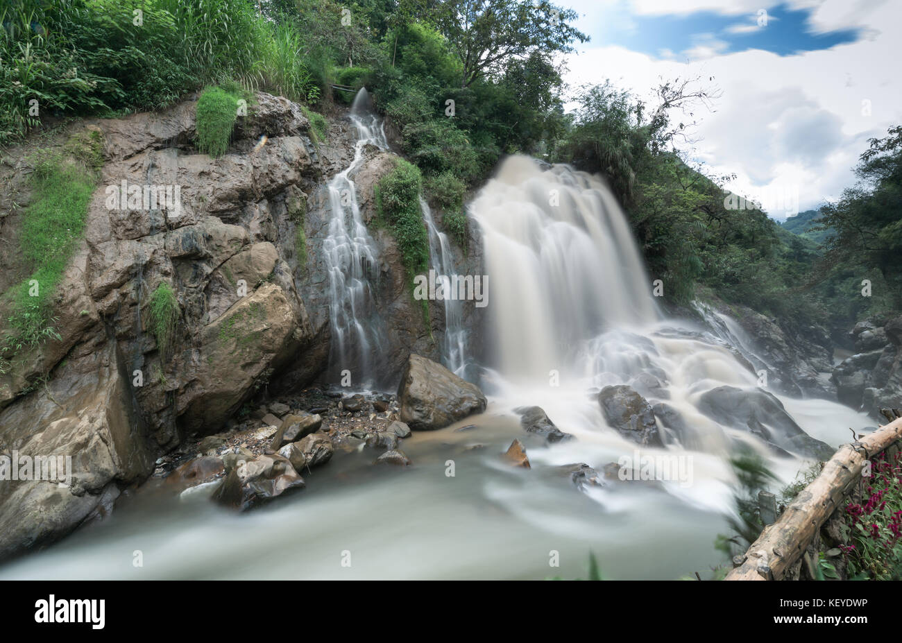 beautiful Tien Sa waterfall in rain season near Cat Cat Village near Sa ...