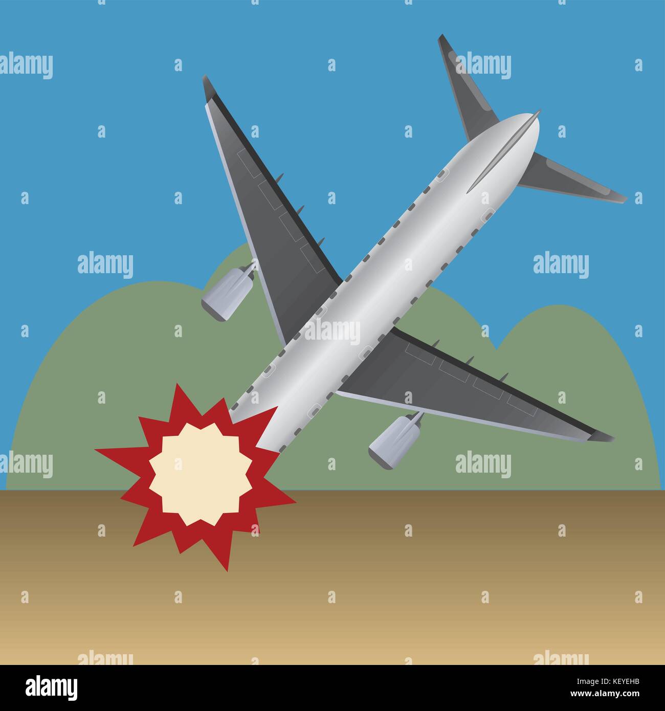 Passenger air plane crash with nature background vector illustration ...