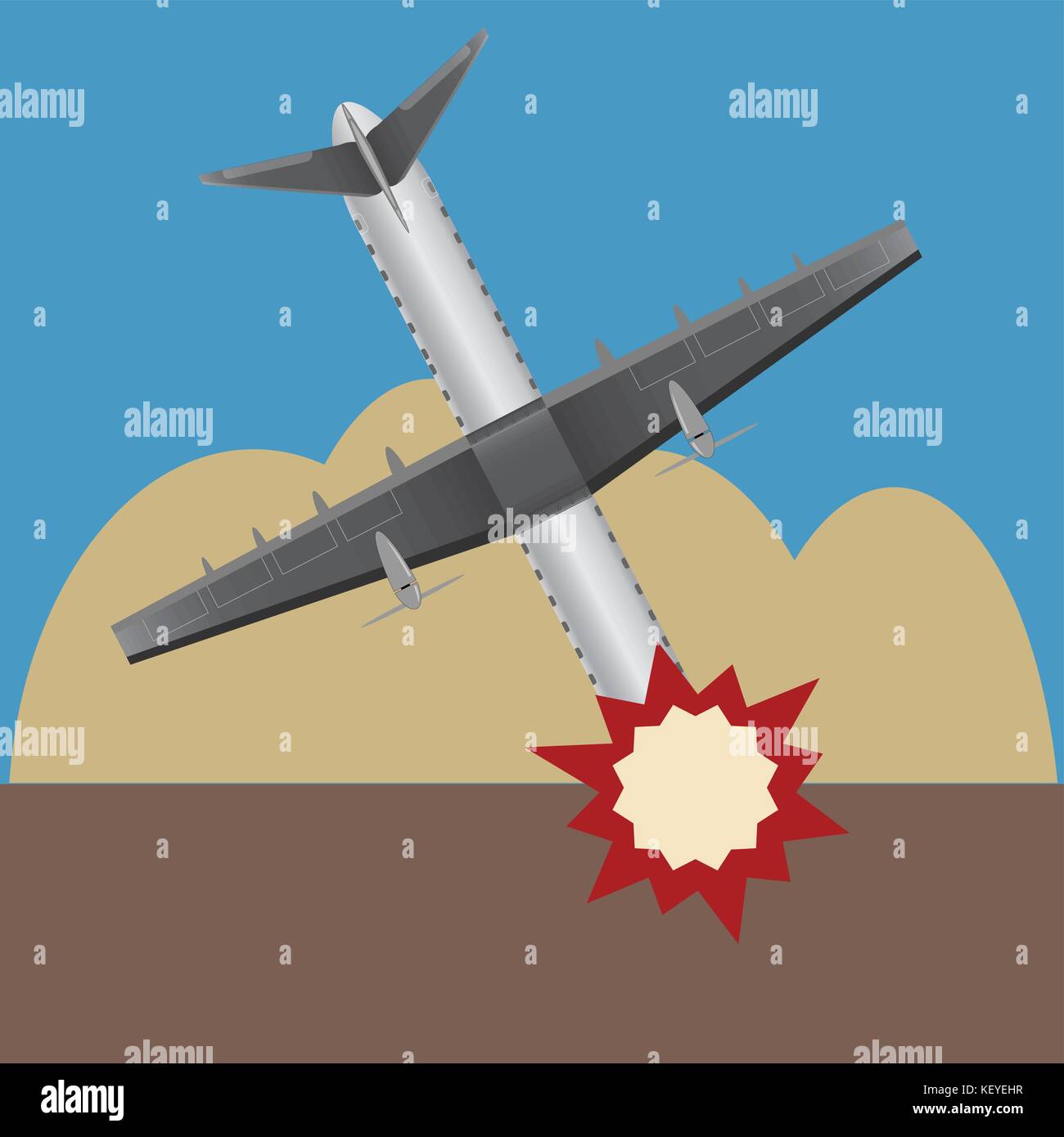 Passenger air plane crash with nature background vector illustration ...