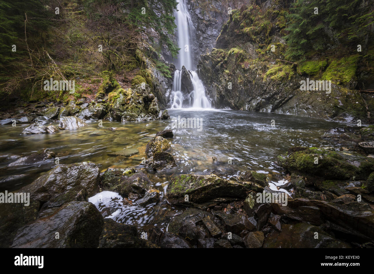 Plodda Falls waterfall, Tomich, near Glen Affric, in the Scottish ...