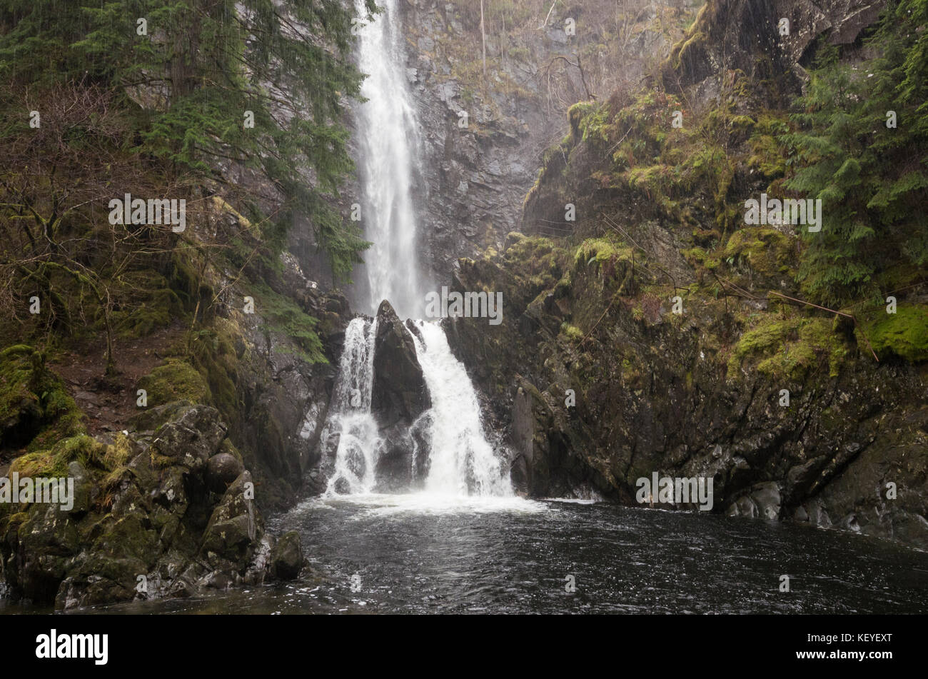 Plodda Falls waterfall, Tomich, near Glen Affric, in the Scottish ...